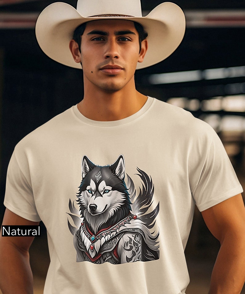 Black and White Husky T Shirt, Furry Siberian Husky Tee, Cool Dog Tshirt, Tattoo Dog Lover Tee ...