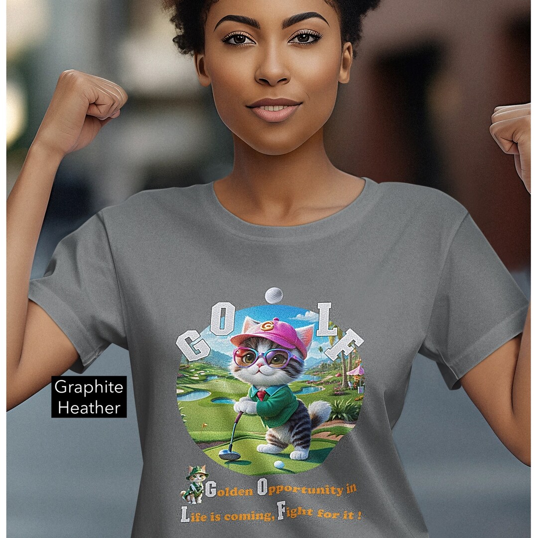 Golf Cat Tshirt, Golfing Birdies T Shirt, Funny Sports Humor Empower ...
