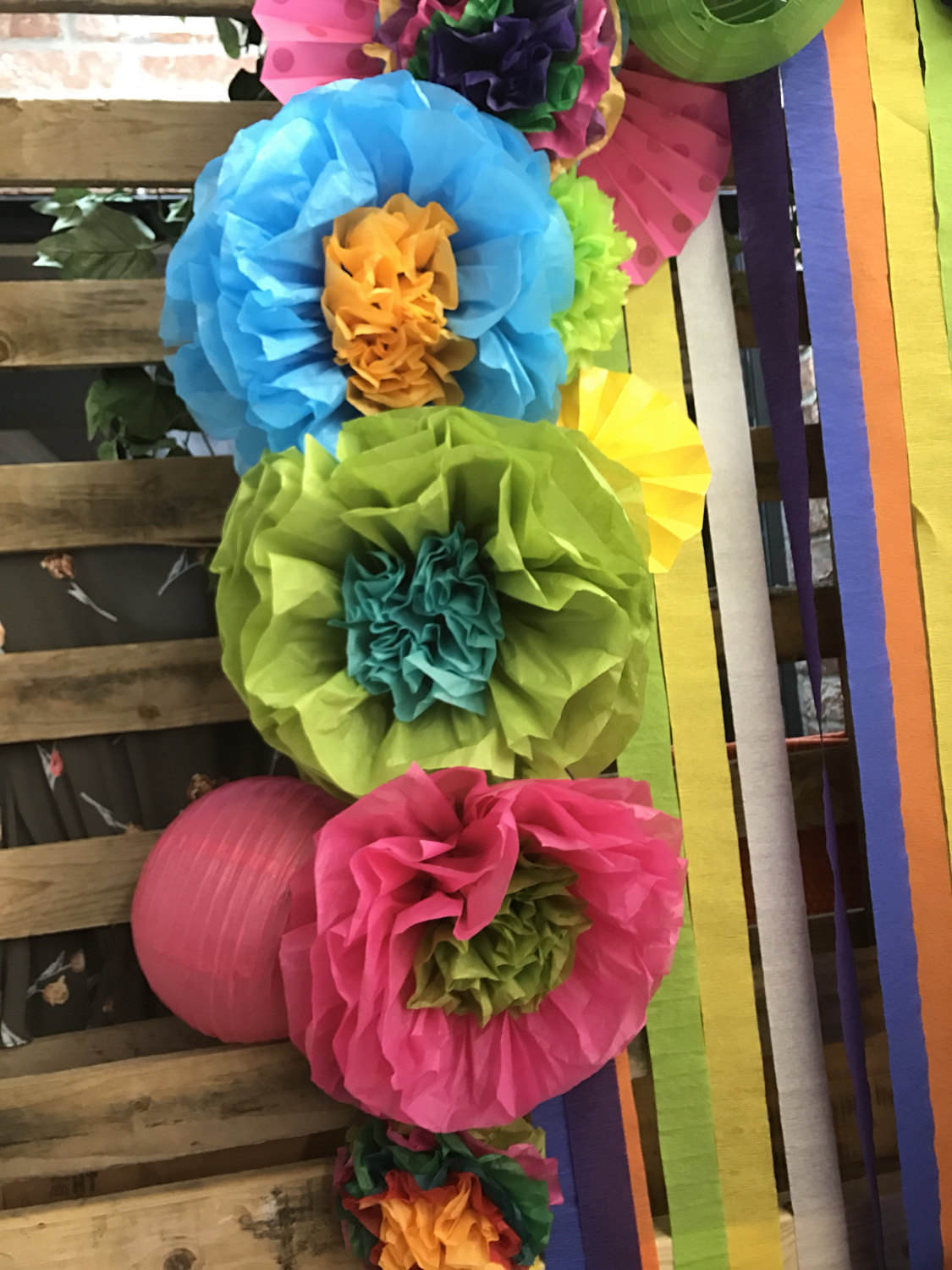 Mexican Tissue Paper Flowers Photo Wall Wedding Fiesta Decorations ...