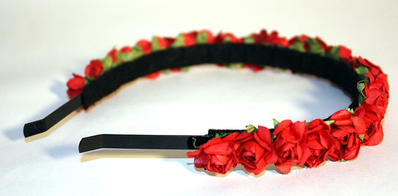 Red Rose Headband Flower Crown Festival Bohemian Concert Etsy