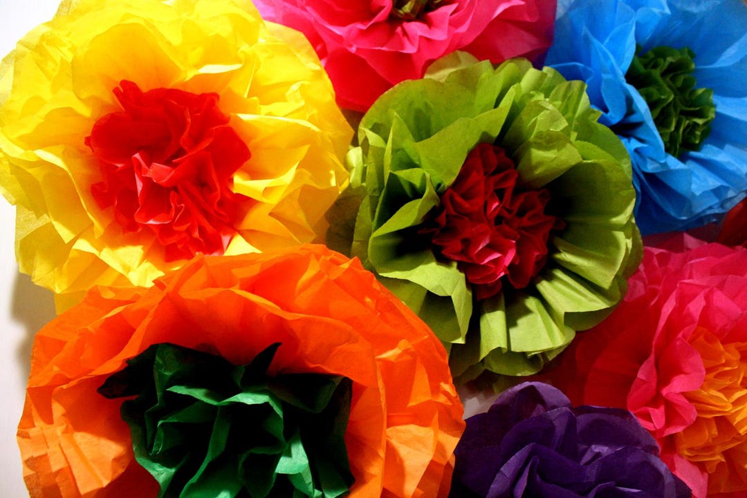 Mexican Tissue Paper Flowers Photo Wall Wedding Fiesta Decorations ...
