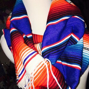 Mexican Serape Scarf Wrap Infinity Scarves Bohemian Tribal Ethnic Wrap ...