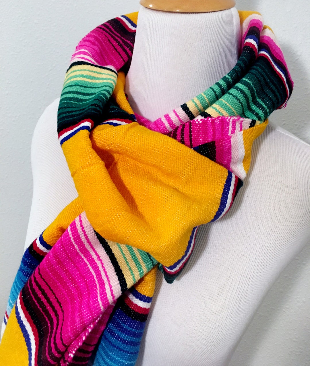 Mexican Serape Scarf Wrap Scarves Bohemian Tribal Ethnic Wrap Blanket ...