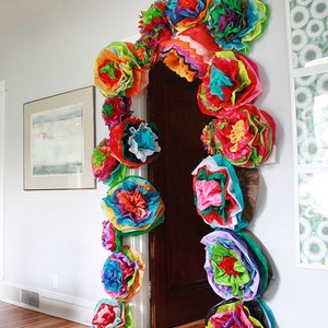 Mexican Paper Flower Backdrop Tissue Pom Poms - Wedding Baby Bridal ...