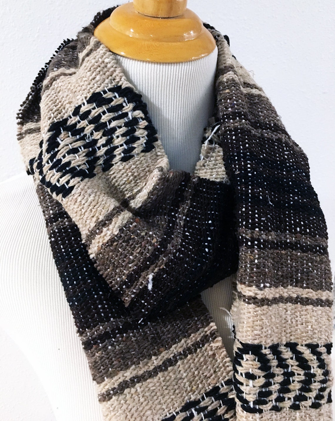 Mexican Serape Scarf Wrap Blanket Scarves Blue Black White | Etsy