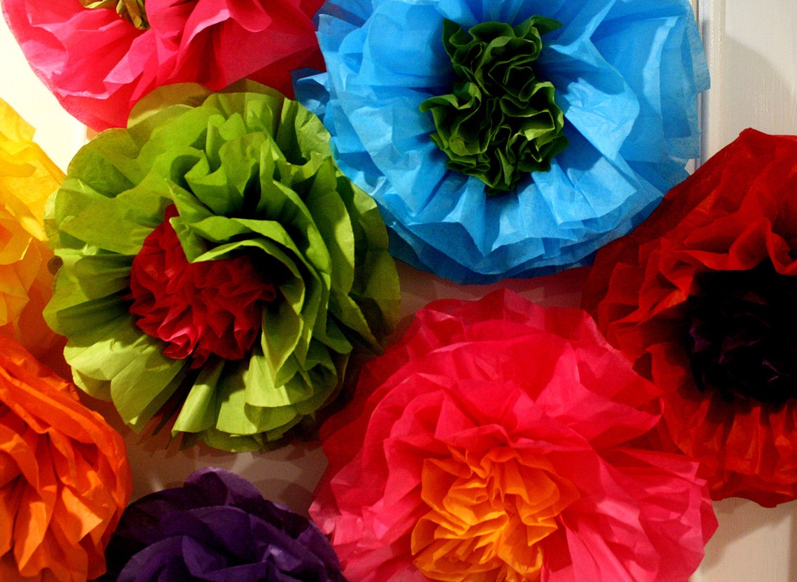 Mexican Tissue Paper Flowers Photo Wall Wedding Fiesta Decorations ...