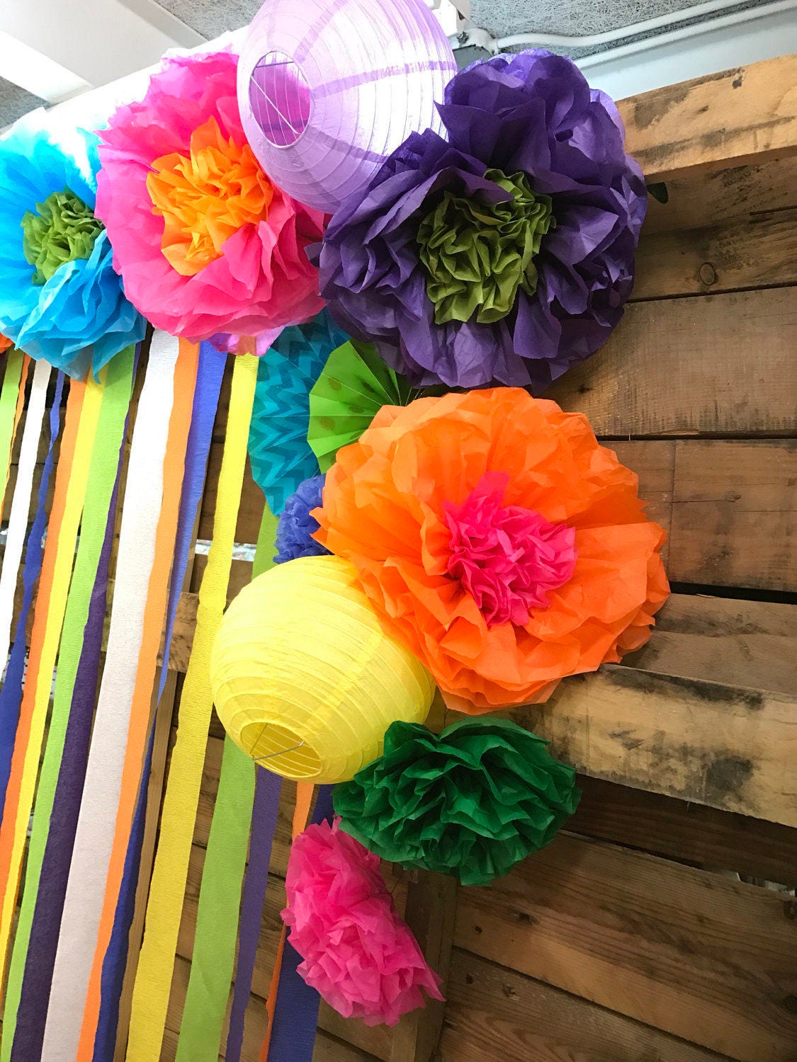 Mexican Tissue Paper Flowers Photo Wall Wedding Fiesta | Etsy