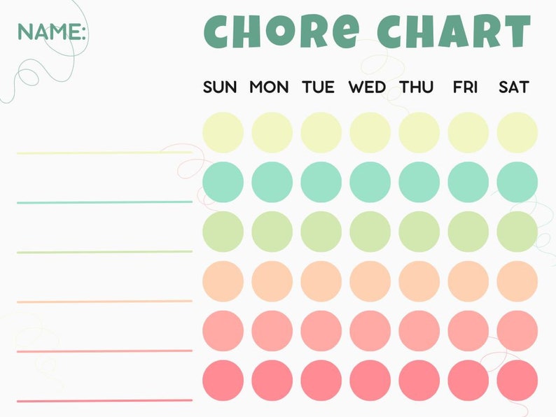 Chore Chart Digital Download - Etsy