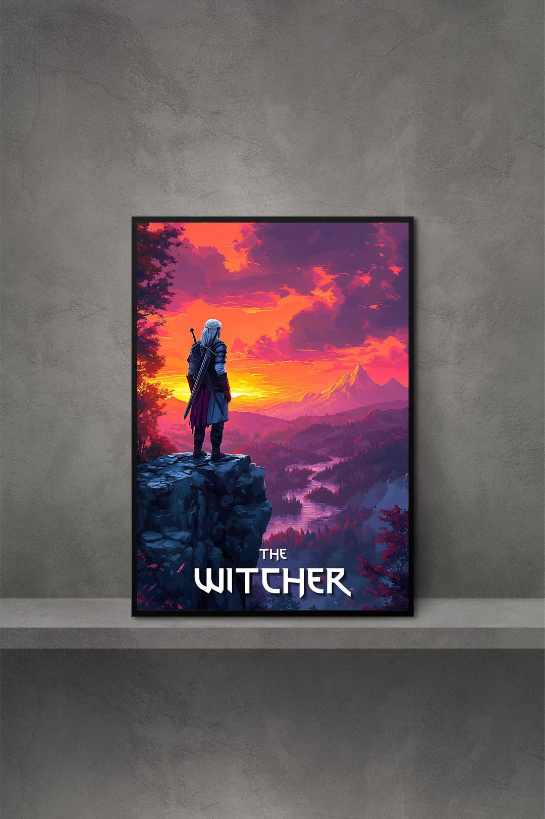 Witcher Pixel Art Sunset: Geralt of Rivia Wall Art - Digital Download ...