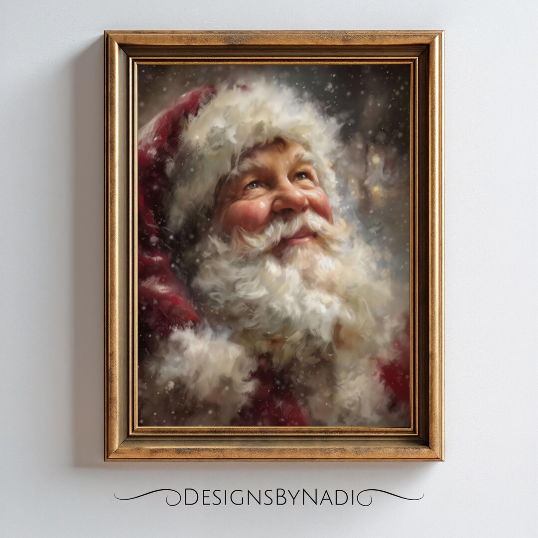 Vintage Santa Portrait, Nostalgic Christmas Wall Art (digital Download ...