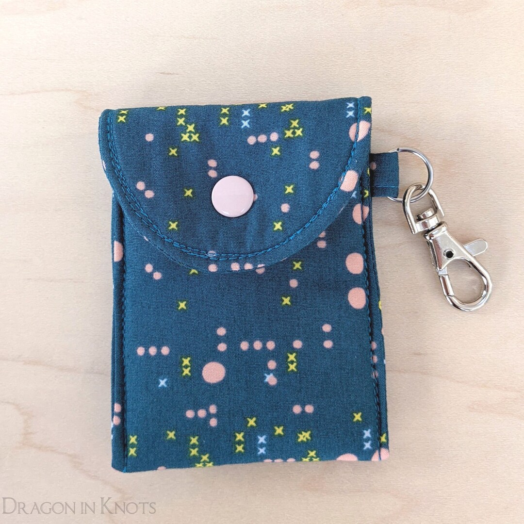 Circuitry Tall or Short Insulated Keychain Pouch - Teal Blue Cotton Lip ...