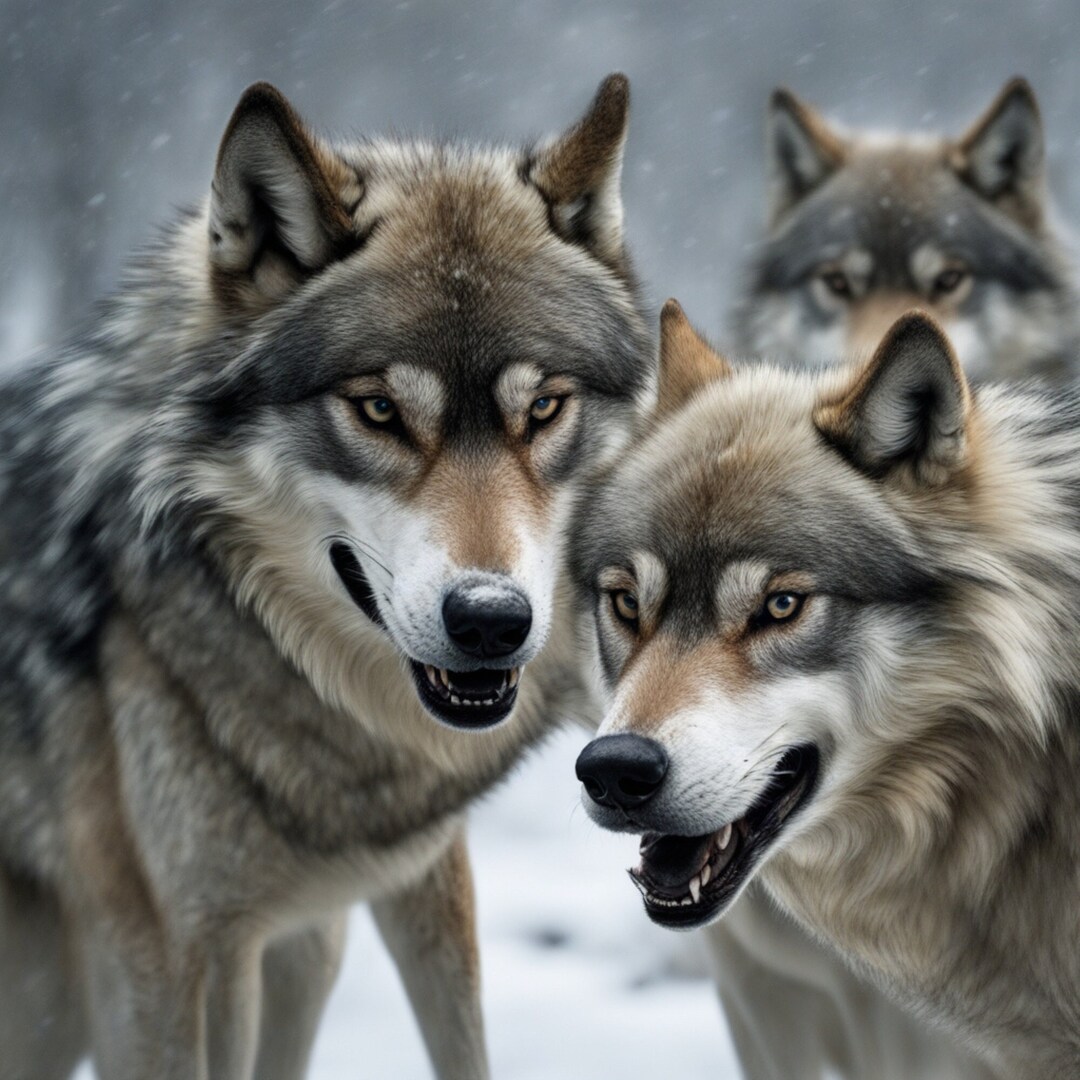Wolf Pack Trio. Couple With Back Lookout. - Etsy