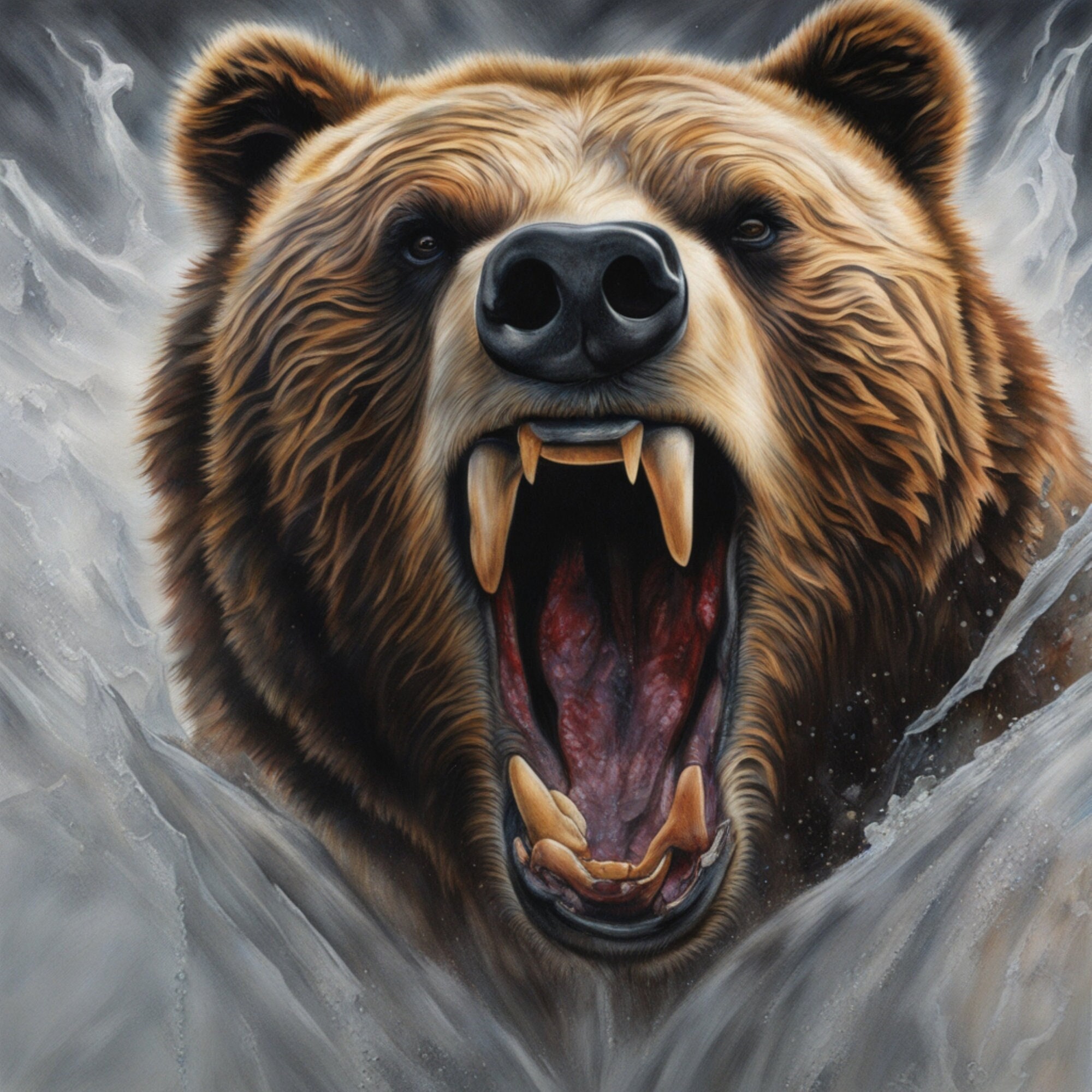 Plantilla De Rugido De Oso Grizzly