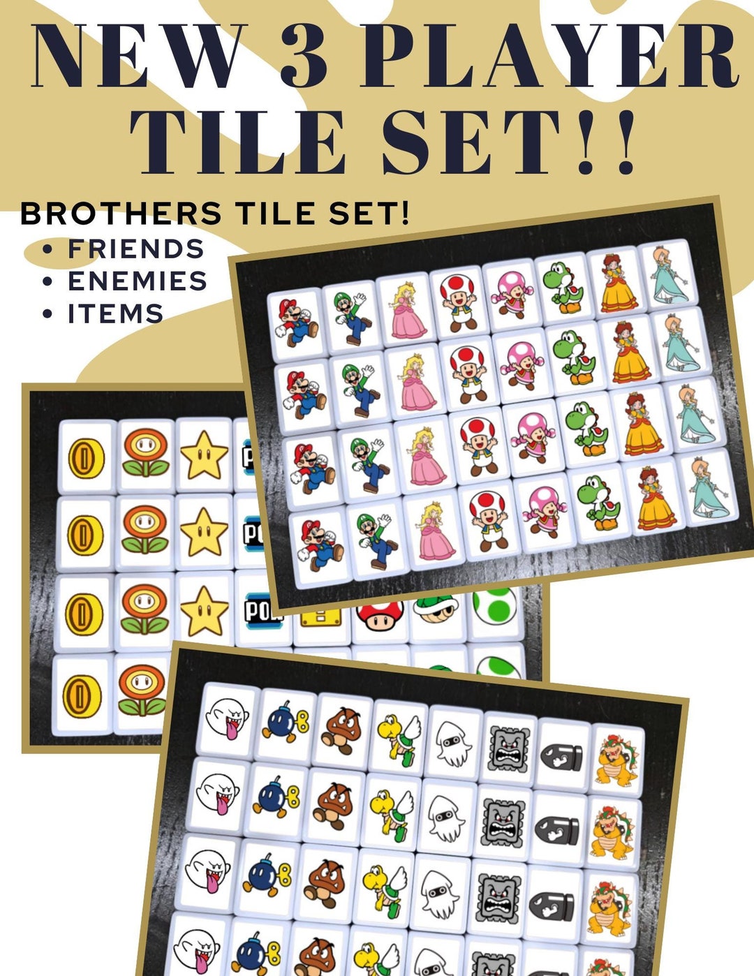 3 Player Brothers Mahjong Tile Slide Game: Custom Tile Matching - Etsy