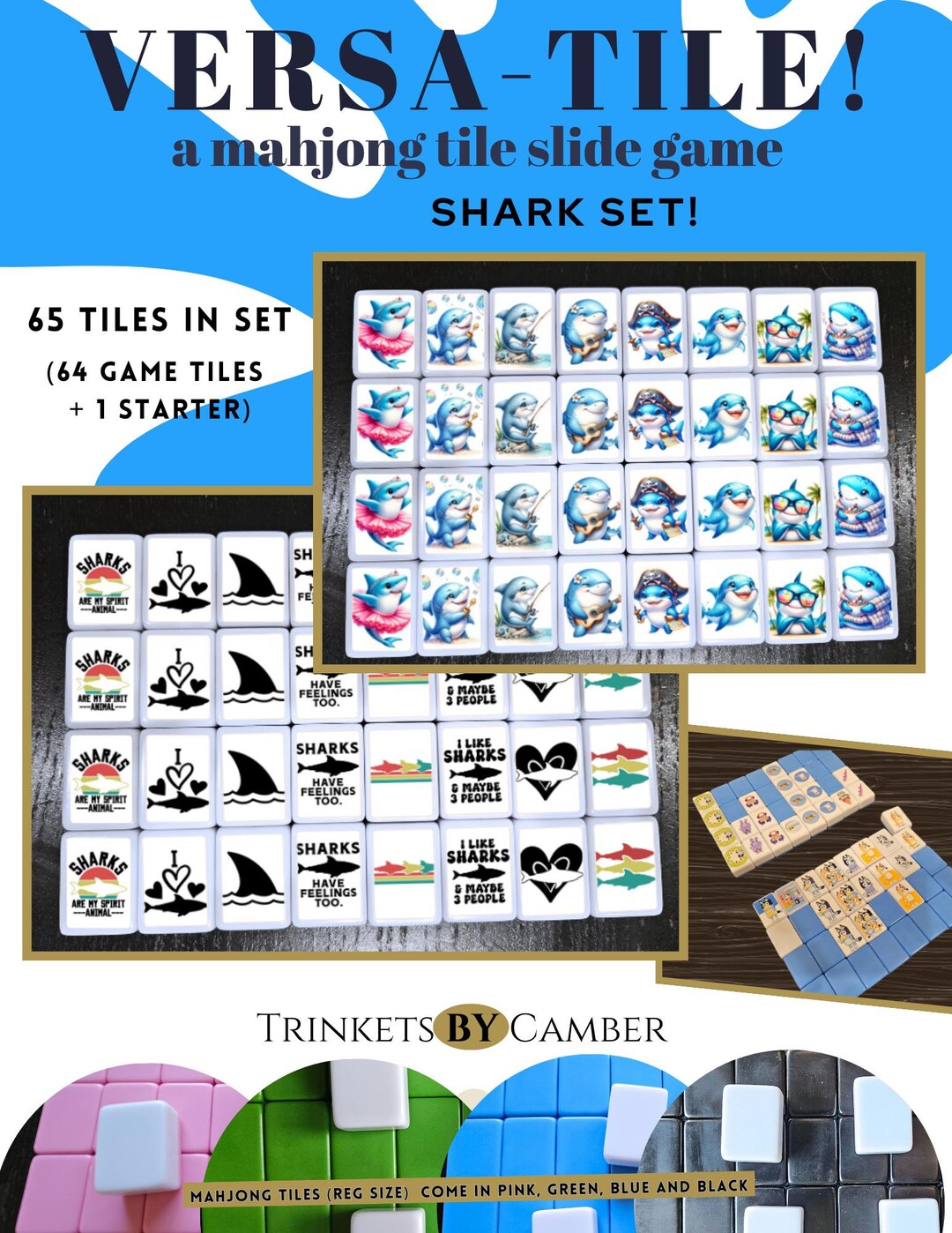 Shark Mahjong Tile Game - Popular Tile Match Game - Custom Made - Can ...