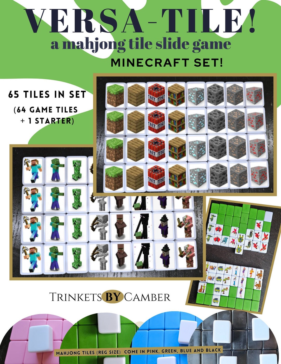 Minecraft Mahjong Tile Game - Popular Tile Slide Game - Custom Made ...