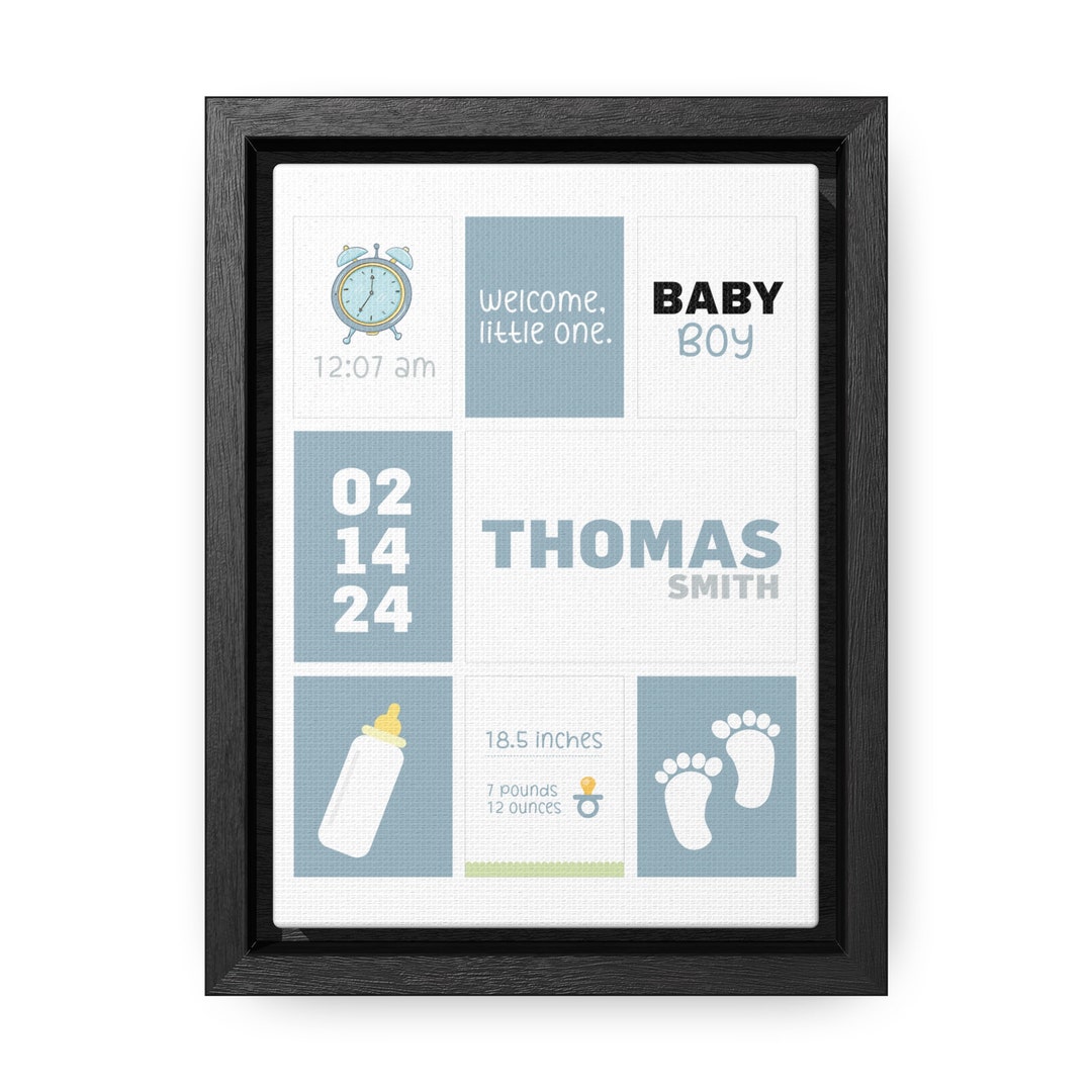 Custom Baby Canvas Gift Baby Born Canvas Vertical Frame Baby Boy Cute ...