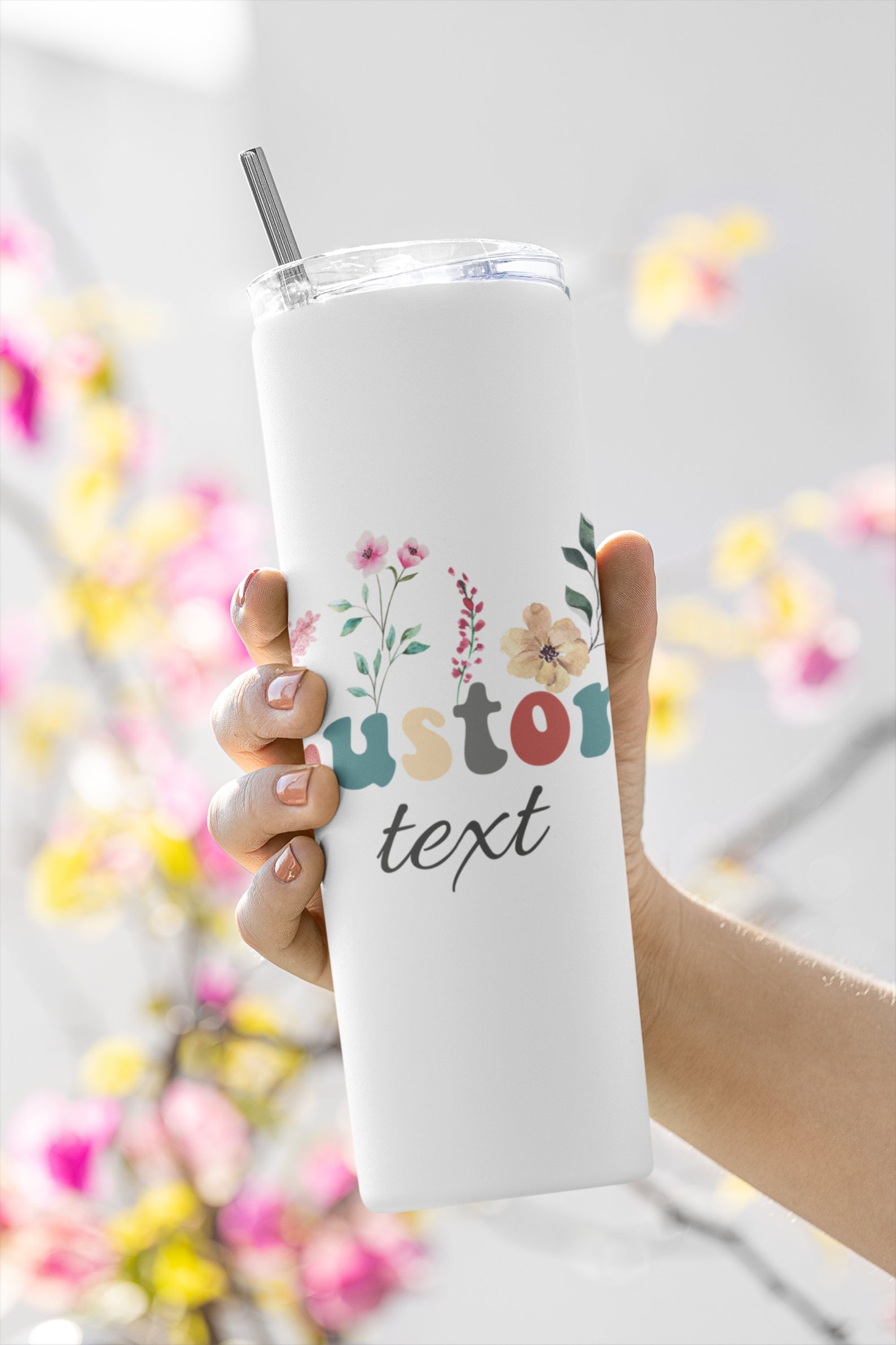 Tumbler Kids Custom Text Tumbler Girl Personalized Tumbler Girls Floral ...