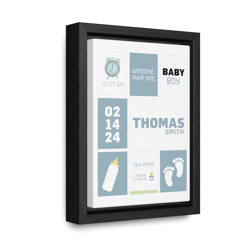 Custom Baby Canvas Gift Baby Born Canvas Vertical Frame Baby Boy Cute ...