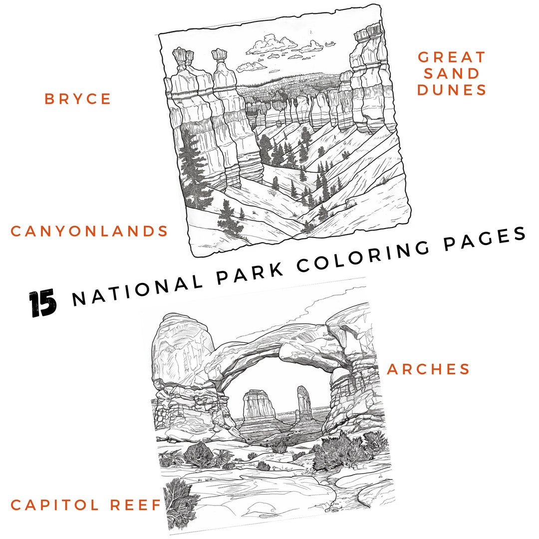 National Park Coloring Pages, Digital Product, USA Parks Digital ...