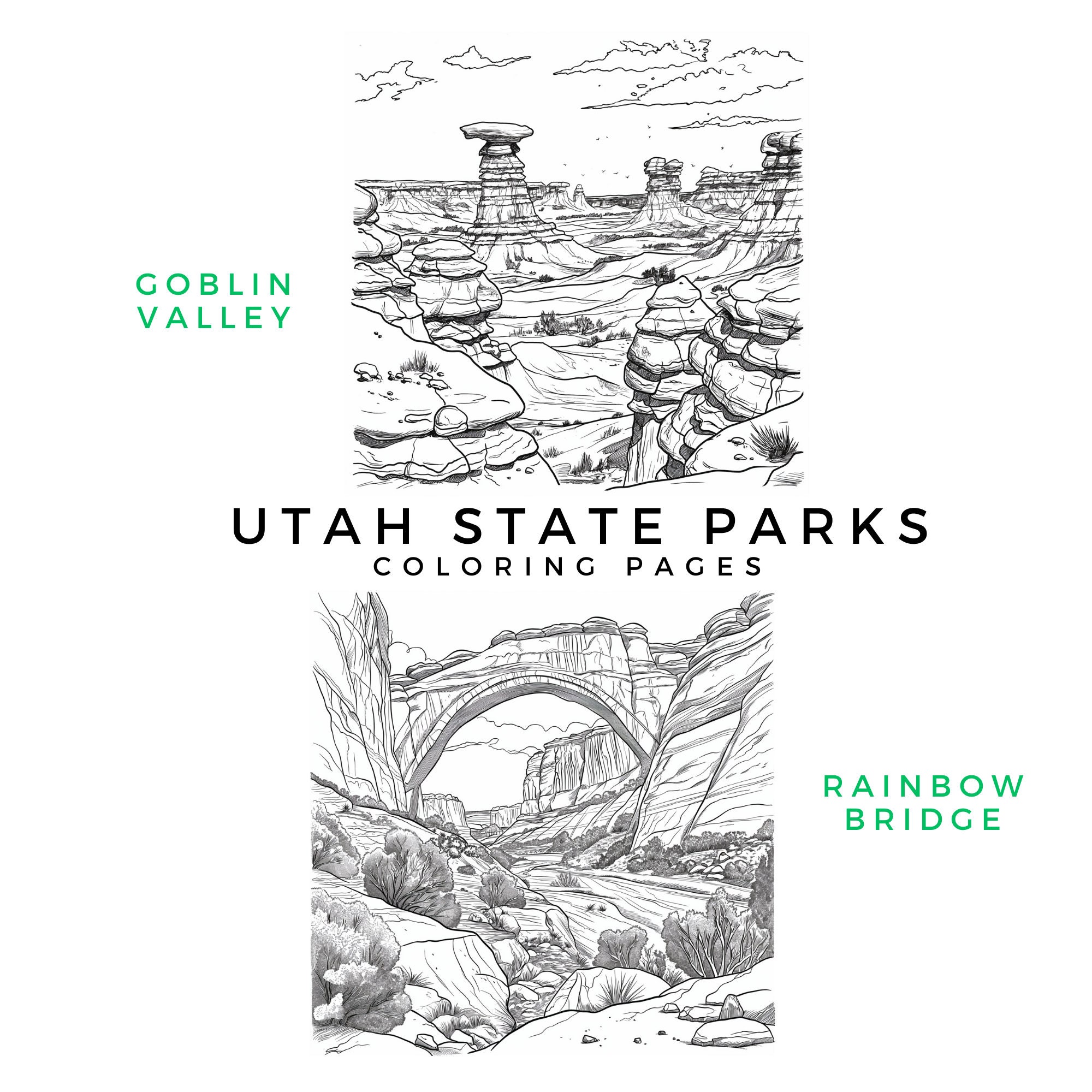 Utah State Parks Coloring Pages, Digital Product, USA Parks Digital ...