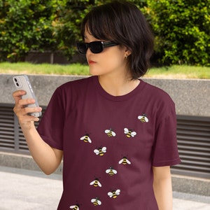 Bee Swarm Design Top, Stylish Nature-inspired Heavy Cotton Tee for ...