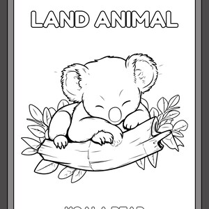Land Animals Coloring Pages – Printable Black & White Activity ...