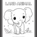 Land Animals Coloring Pages – Printable Black & White Activity ...