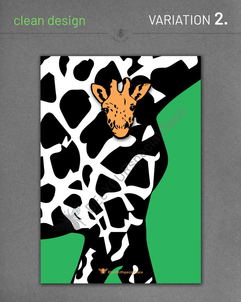 GIRAFFE Design / for Animal Lovers / 4 Sizes, 2 Variations / Printable ...