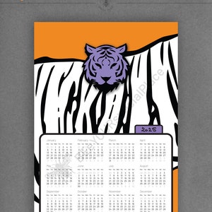 2025 Calendar / TIGER Design / for Animal Lovers / Printable in A4, A5 ...
