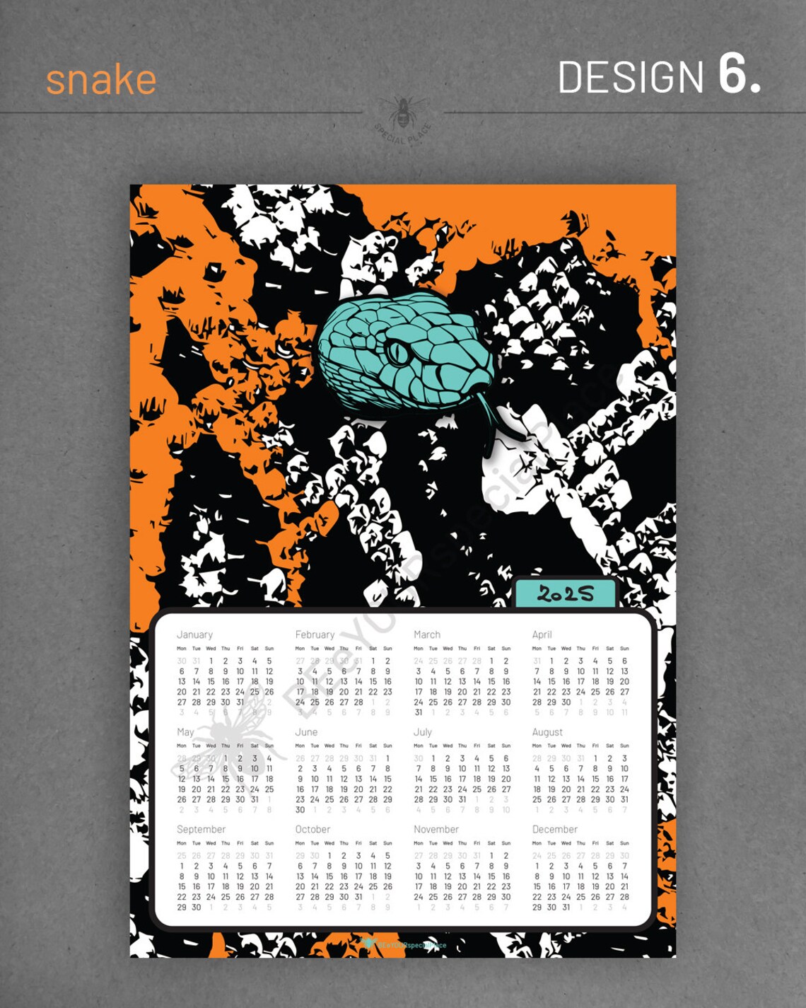 2025 Calendar / SNAKE Design / for Animal Lovers / Printable in A4, A5 ...
