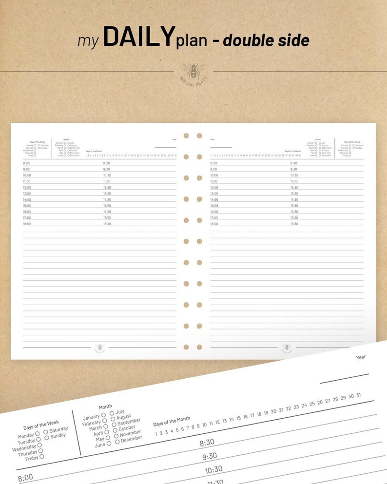 My Daily Plan- Double Side - 4 Different Sizes - DESIGN 2. - Etsy