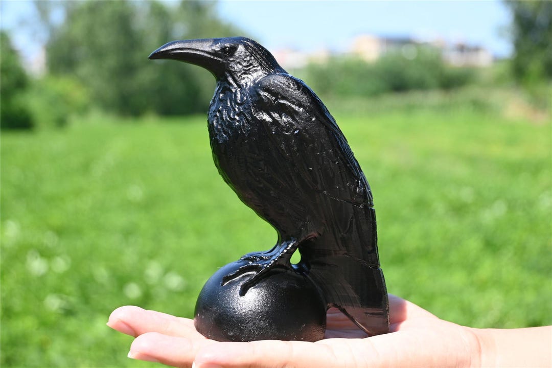 5'' Natural Obsidian Crow，crystal Crow Carving,quartz Crystal,crystal ...