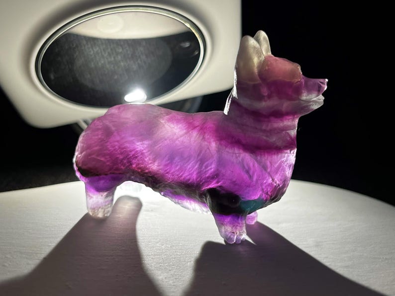 2.2'' Natural Rainbow Fluorite Corgi,crystal Corgi Carved,crystal Dog ...