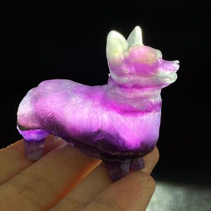 2.2'' Natural Rainbow Fluorite Corgi,crystal Corgi Carved,crystal Dog ...