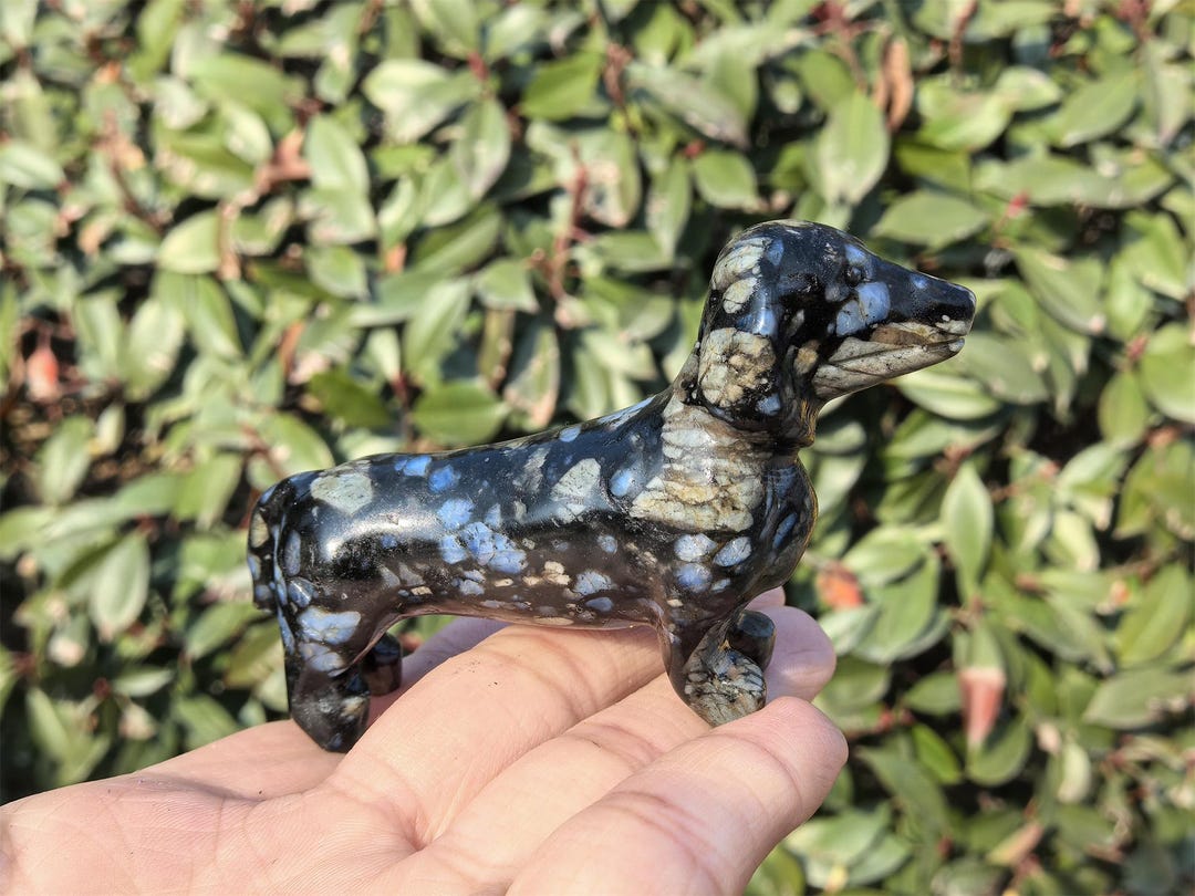 3.1'' Natural Carved Rhyolite Dachshund，quartz Crystal,crystal Statue ...