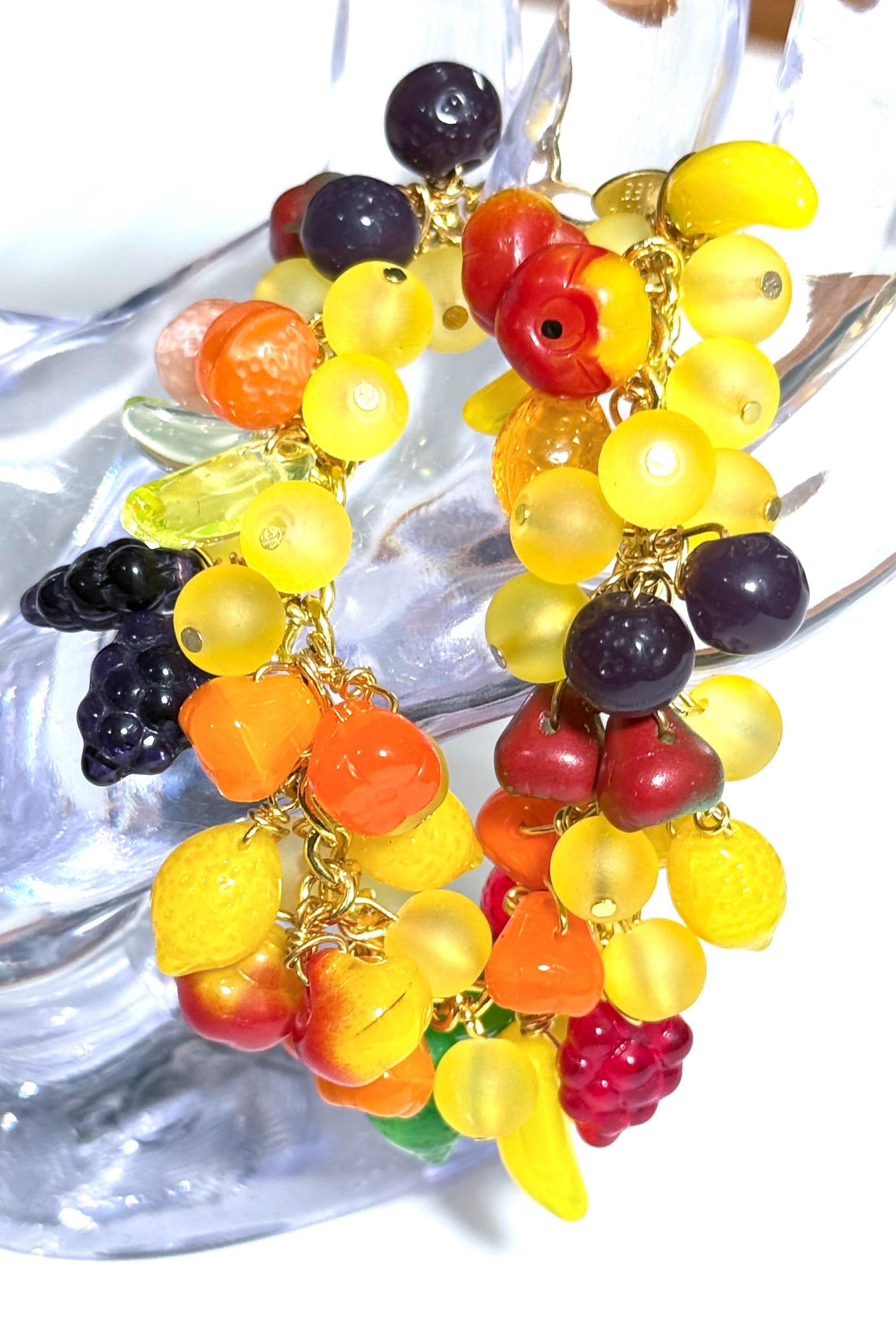 Vibrant Chunky Glass Fruit Bracelet - Retro-inspired Statement Jewelry ...