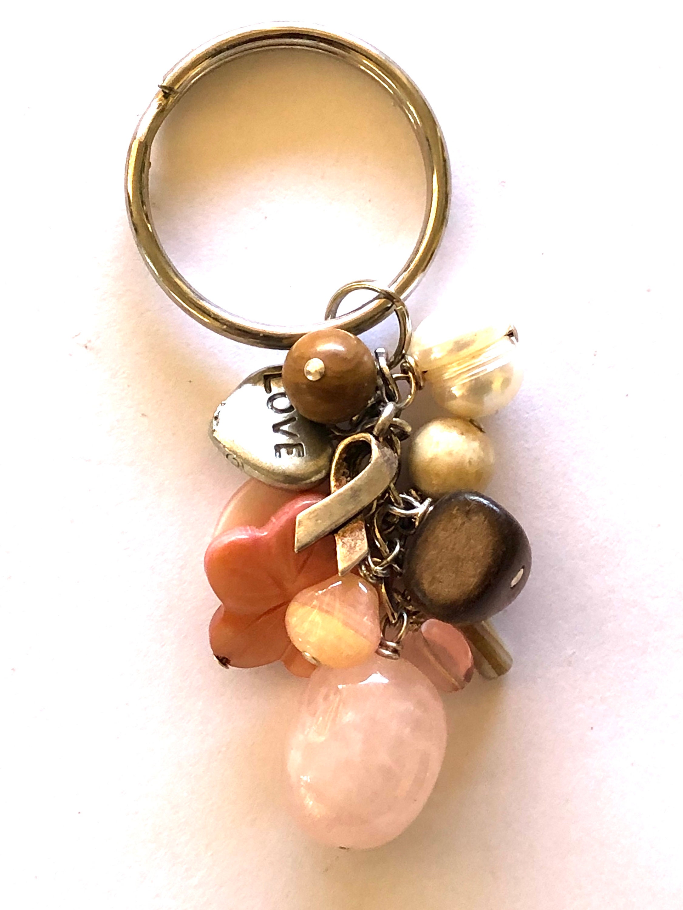 Gemstone Pink Cancer Ribbon Keychain - Etsy UK