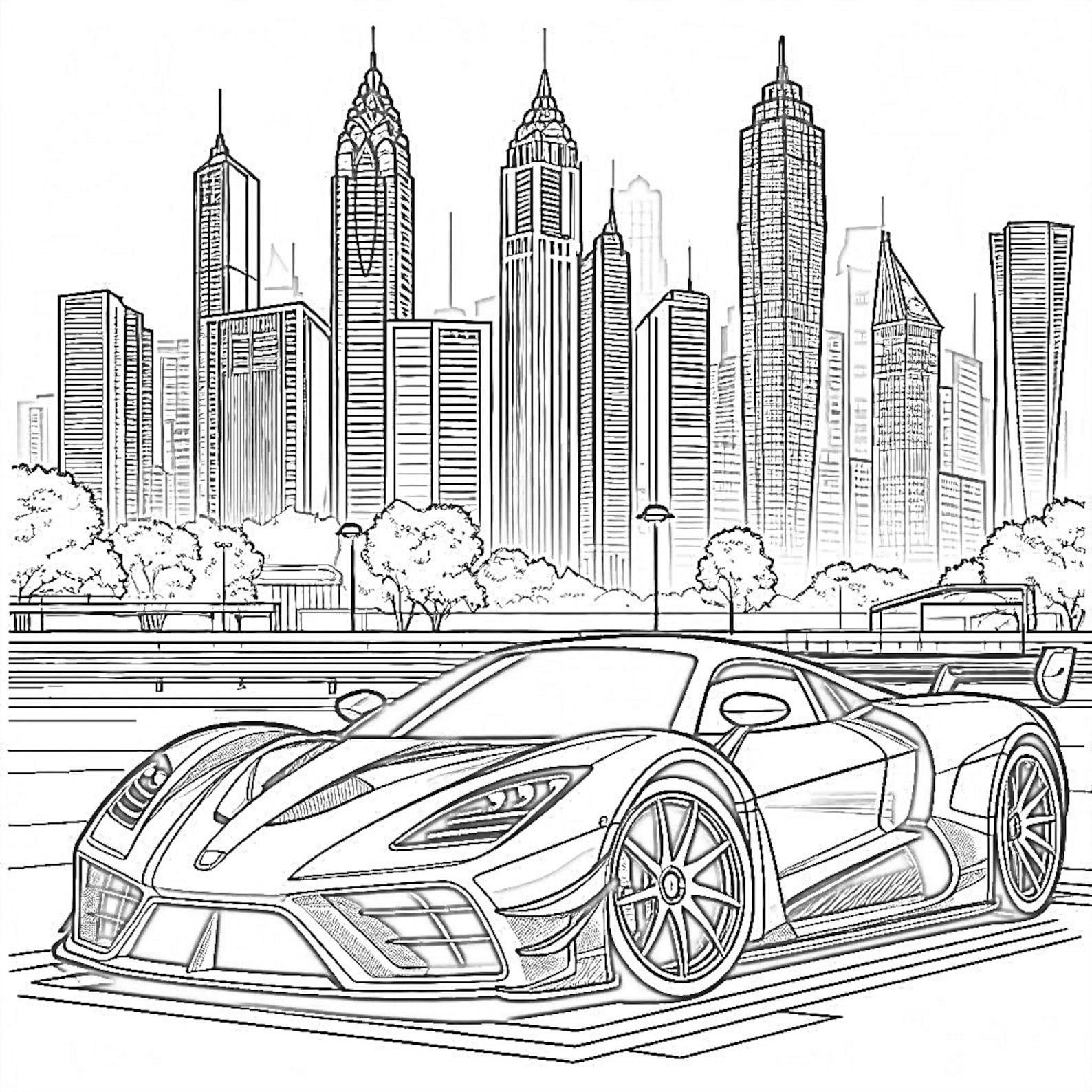 Super Car Coloring Page - Etsy UK