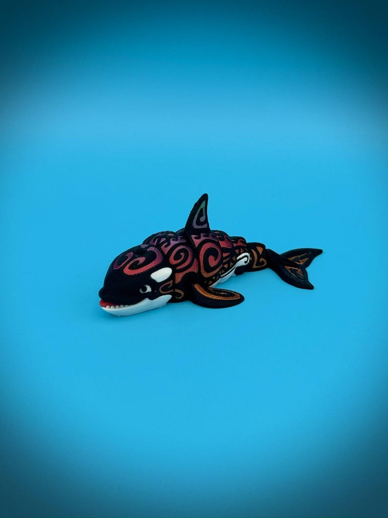 Articulating 3D Printed Tattooed Orca: Flexi Factory Ocean Desk Toy - Etsy