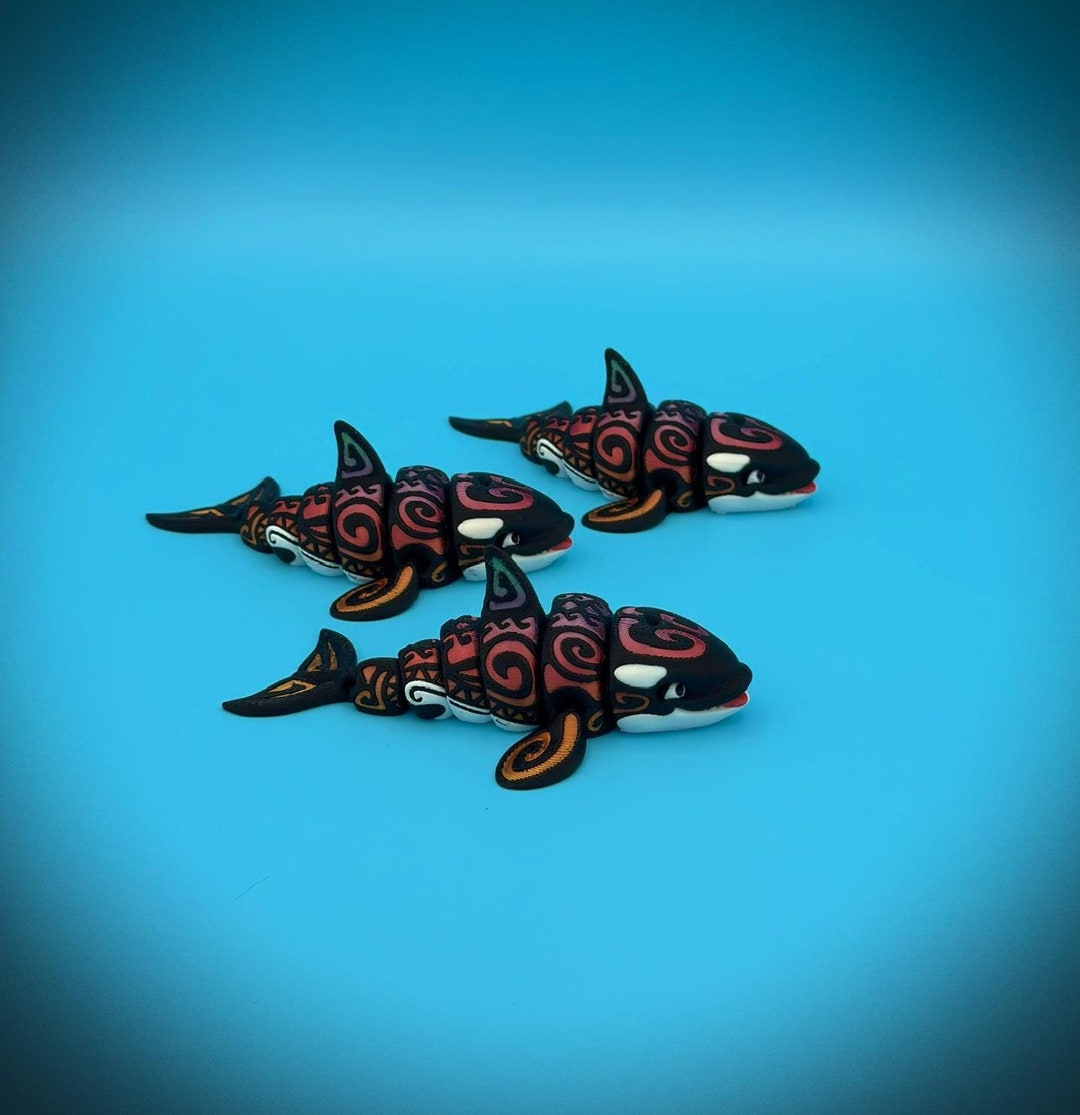 Articulating 3D Printed Tattooed Orca: Flexi Factory Ocean Desk Toy - Etsy