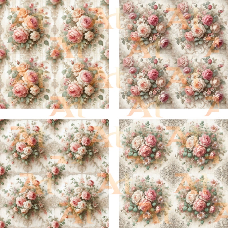 Seamless Shabby Chic Rose Wallpaper With Faded Pink, Ivory, and Mauve ...