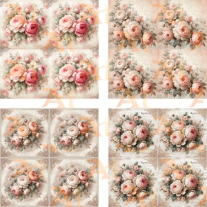 Romantic Shabby Chic Seamless Wallpaper With Faded Roses, Peonies ...