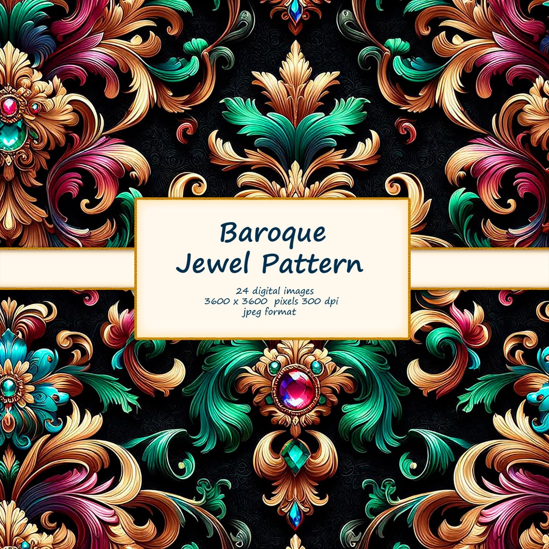 Elegant Baroque Swirl Jewel Tone Pattern, Luxurious Velvet Texture ...
