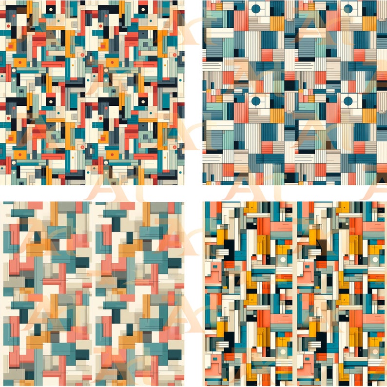 Seamless Wallpaper Design With Abstract Rectangular Color Blocks in ...