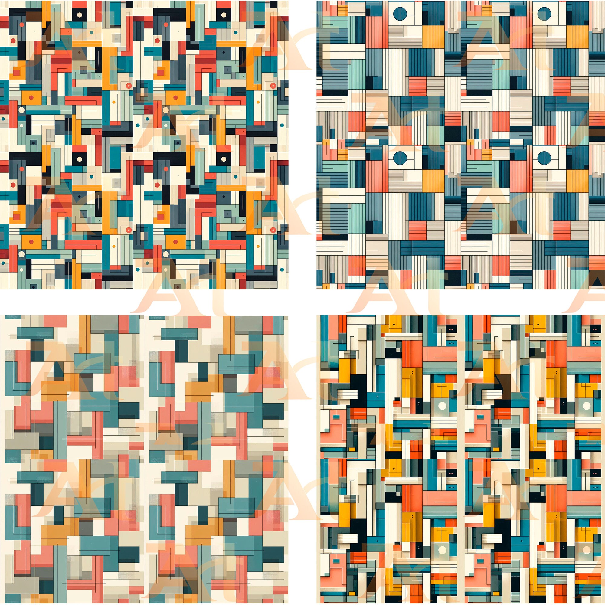 Seamless Wallpaper Design With Abstract Rectangular Color Blocks in ...