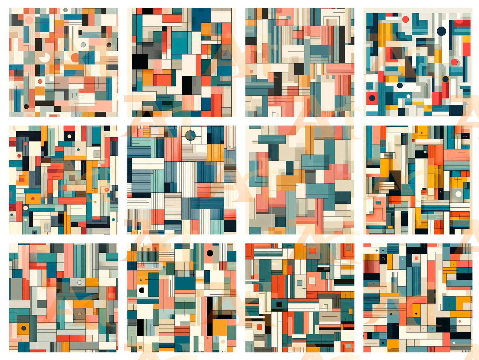 Seamless Wallpaper Design With Abstract Rectangular Color Blocks in ...