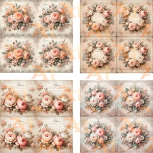 Romantic Shabby Chic Seamless Wallpaper With Faded Roses, Peonies ...