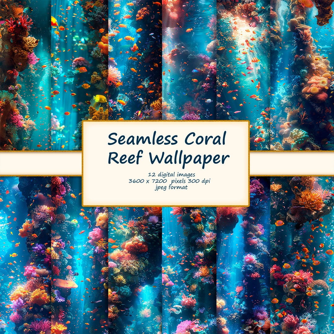 Digital Seamless Coral Reef Wallpaper Vibrant Underwater Scene High ...
