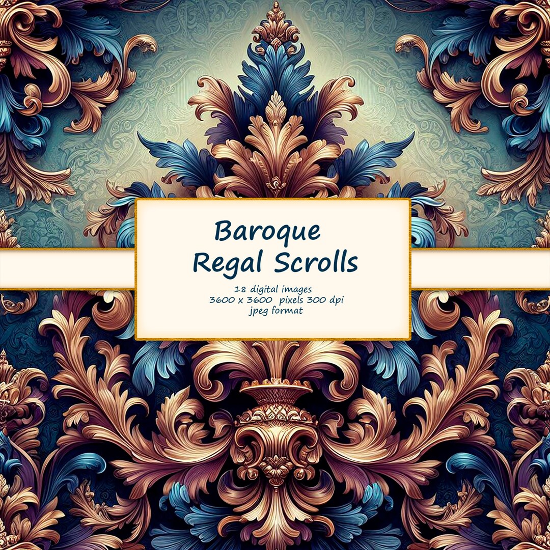Regal Baroque Scrollwork Seamless Wallpaper - Royal Blue, Deep Purple ...